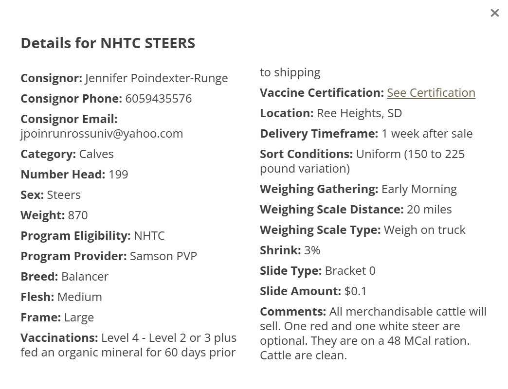 Program Cattle Listings